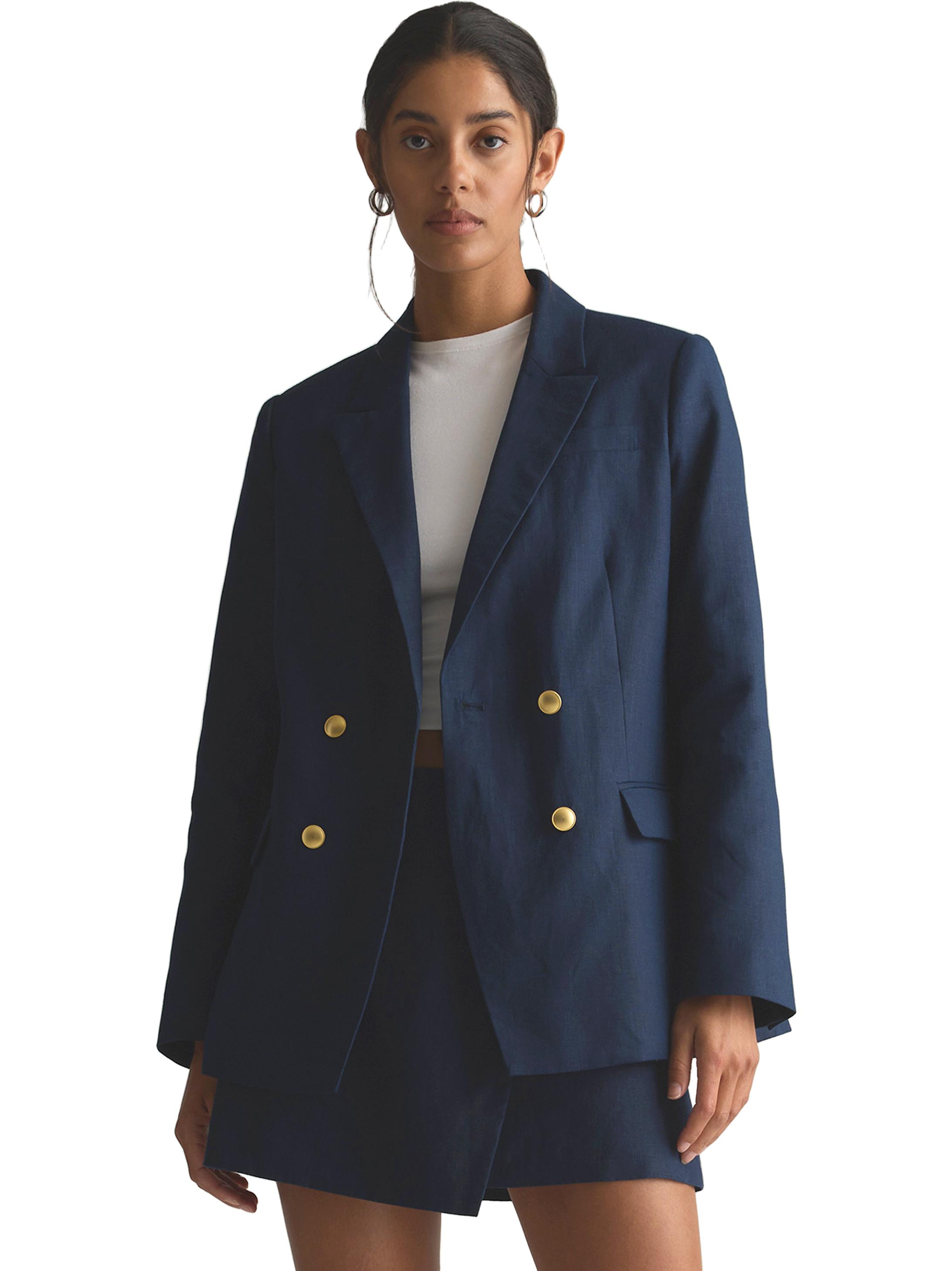 QUINCE Relaxed Double-Breasted Linen Blazer